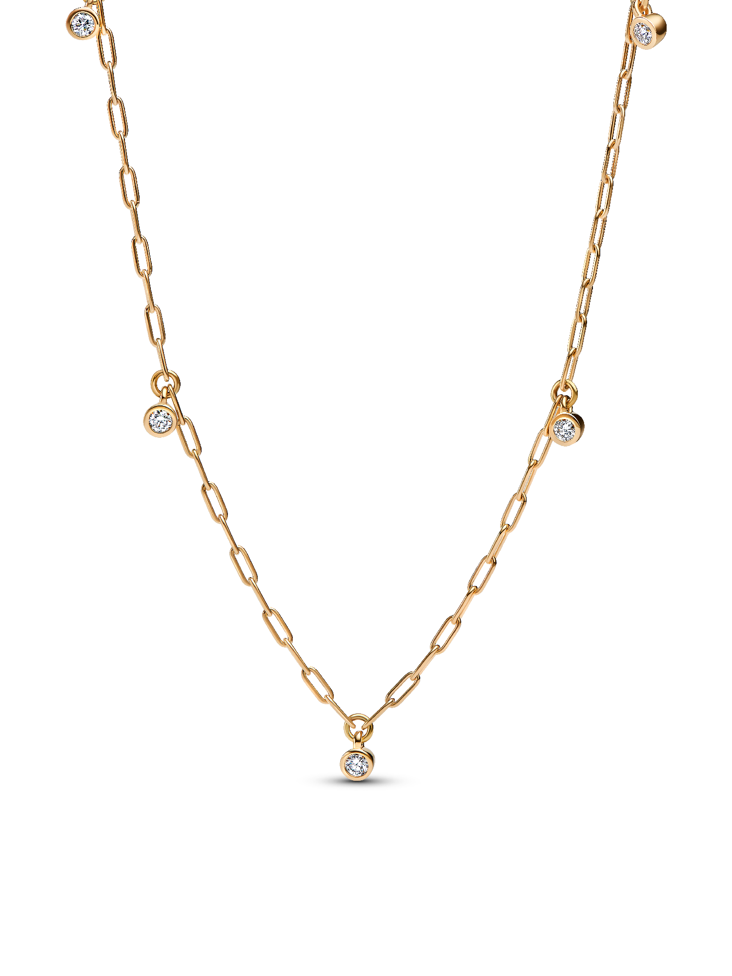 Pandora Era Bezel Lab-Grown Diamond Dangle Station Paperclip Chain ...